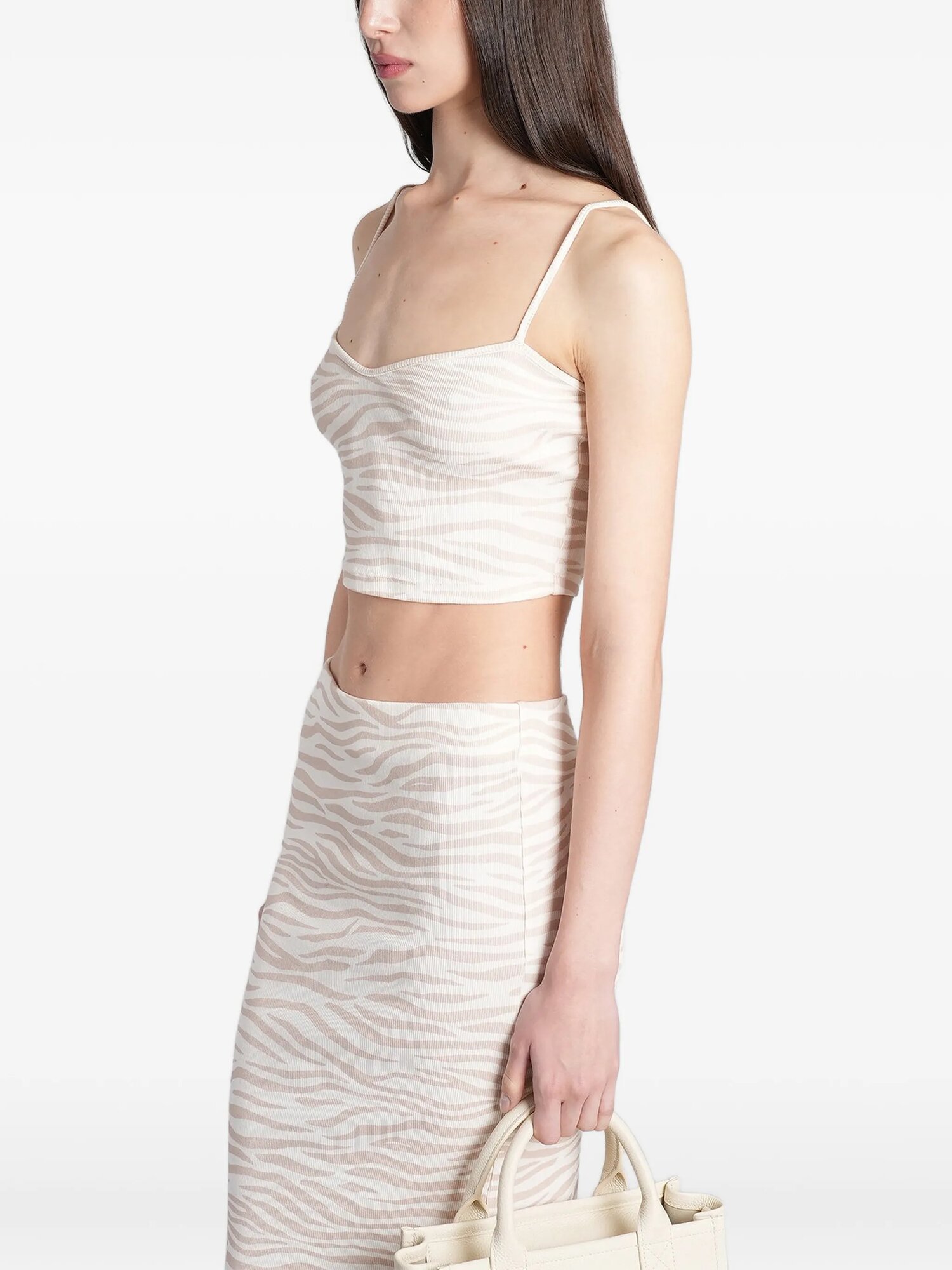 Топ MC2 Saint Barth Zebra-print cropped top, размер 46, разноцветный — фото 1