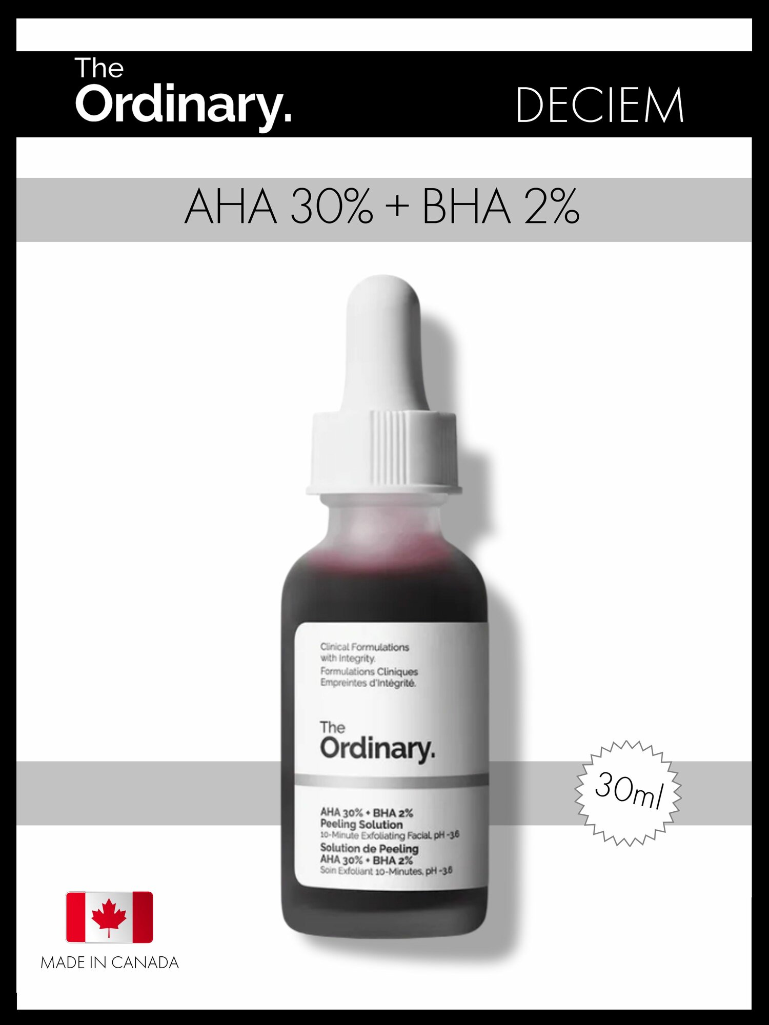Кровавый пилинг, AHA 30% + BHA 2% peeling solution The Ordinary, объём 30 ml.