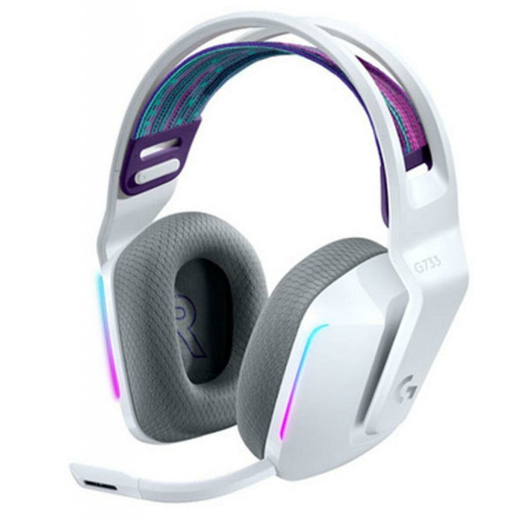 Гарнитура беспроводная Logitech G733, белый, 2.4G, игровые, 981-000883
