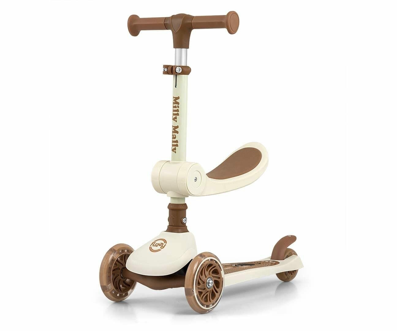 DECATHLON самокат Decathlon Scooter Fuzzy Classic, бежевый, 3 колеса, 50 кг