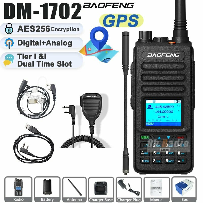 Рация Baofeng DM-1702 GPS рация цифровая мобильная рация с шифрованием AES256 SMS сообщение цифровой уровень 1+2 двусторонняя полоса двойной режим аналоговый