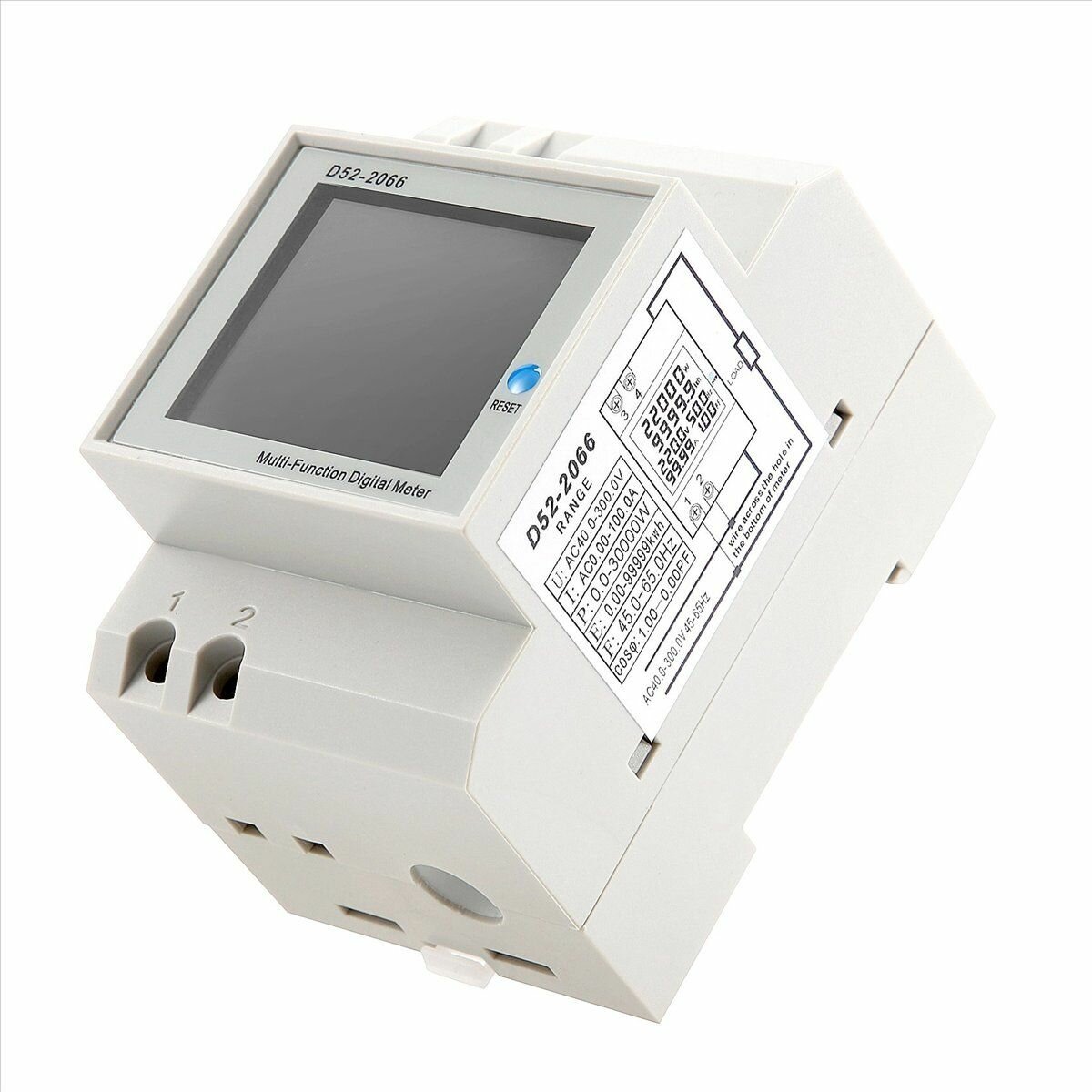U8Din Rail AC Monitor 6IN1 40-300V 100A Напряжение Ток Коэффициент мощности Активный KWH Измеритель частоты электрической энергии VOLT AMP