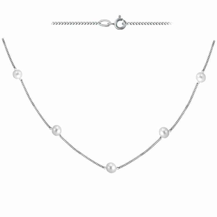 Колье, серебро, 925 проба, родирование, жемчуг имитация