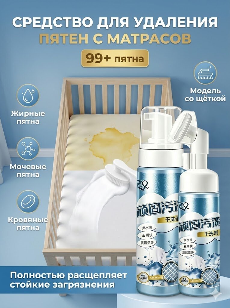 Очиститель URGENT для матрасов - спрей от пятен и грязи 200 мл | Быстрая очистка за 2 минуты