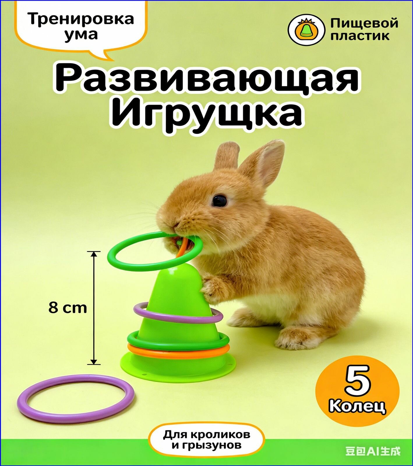 Инновационная развивающая игрушка для грызунов и кроликов, бестселлер в виде кольцеброса с пятью кольцами для интеллектуальной тренировки, изготовлена из безопасного пищевого пластика