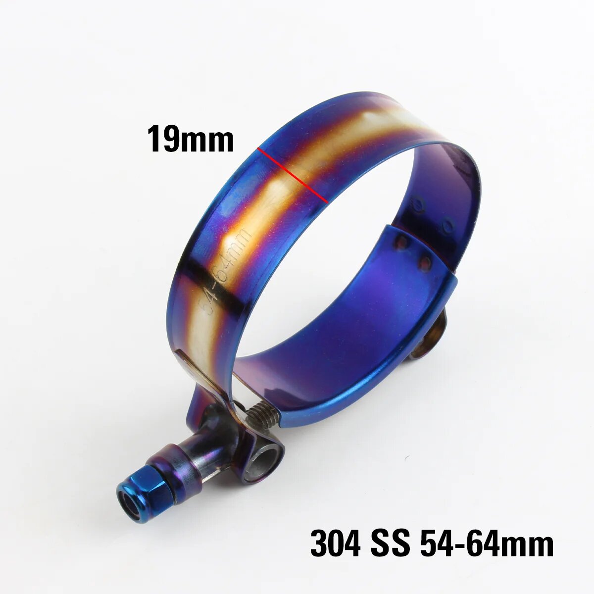 Хомут для шланга титановый синий 19mm 54-64mm