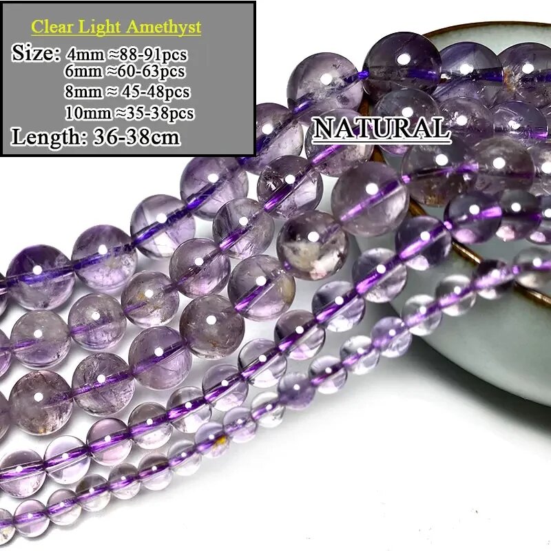 Бусины из аметиста Clear Light, 4 мм, 90-93 шт