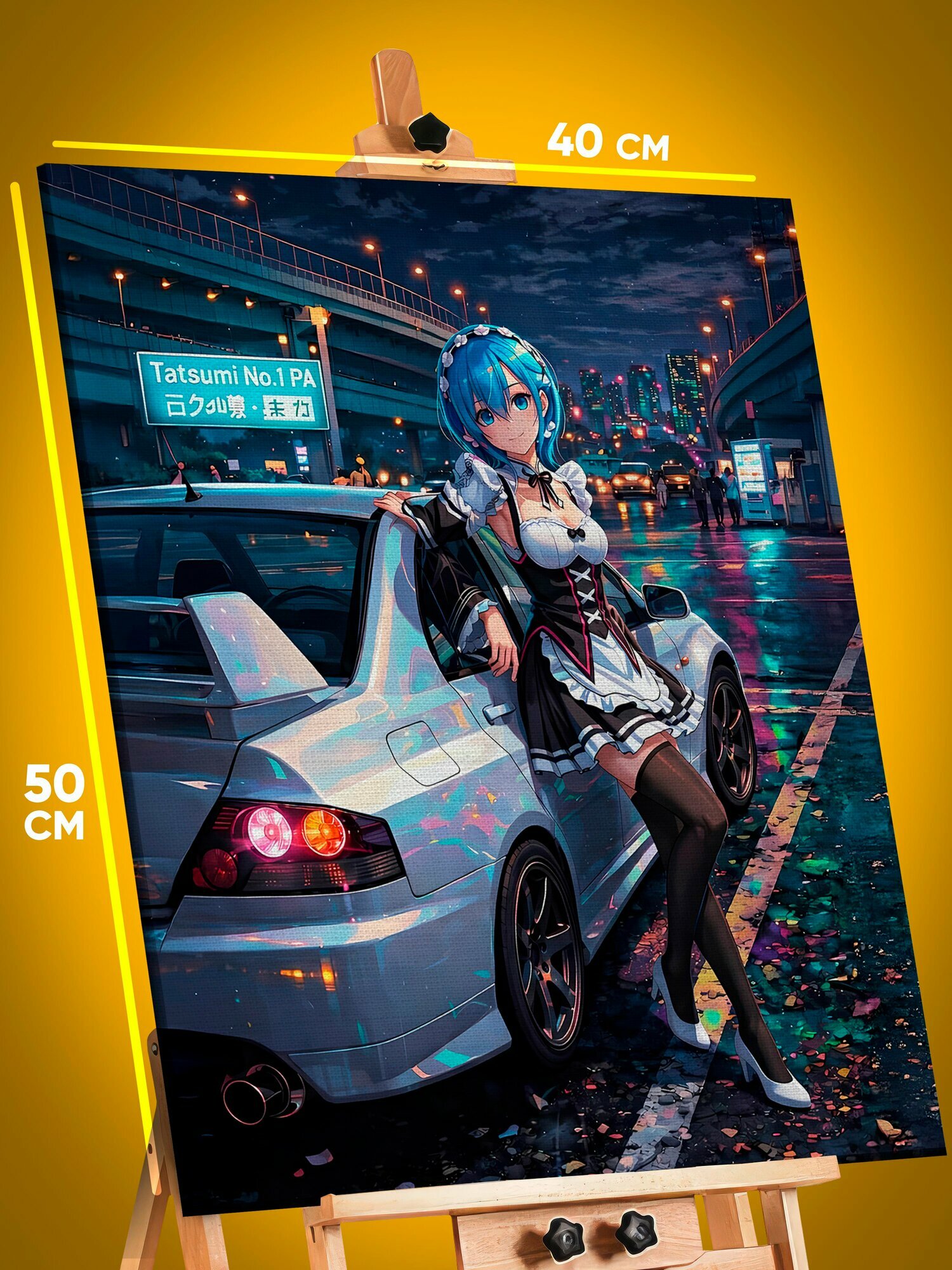 Картина на стену интерьерная на холсте с подрамником 40х50 Авто Аниме Re: ZERO Рэм