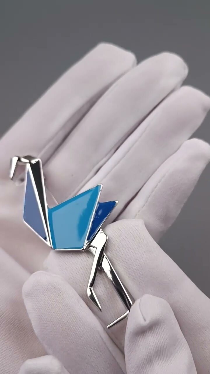 Брошь, Swarovski Zirconia, фианит, синий, серебряный — фото 1