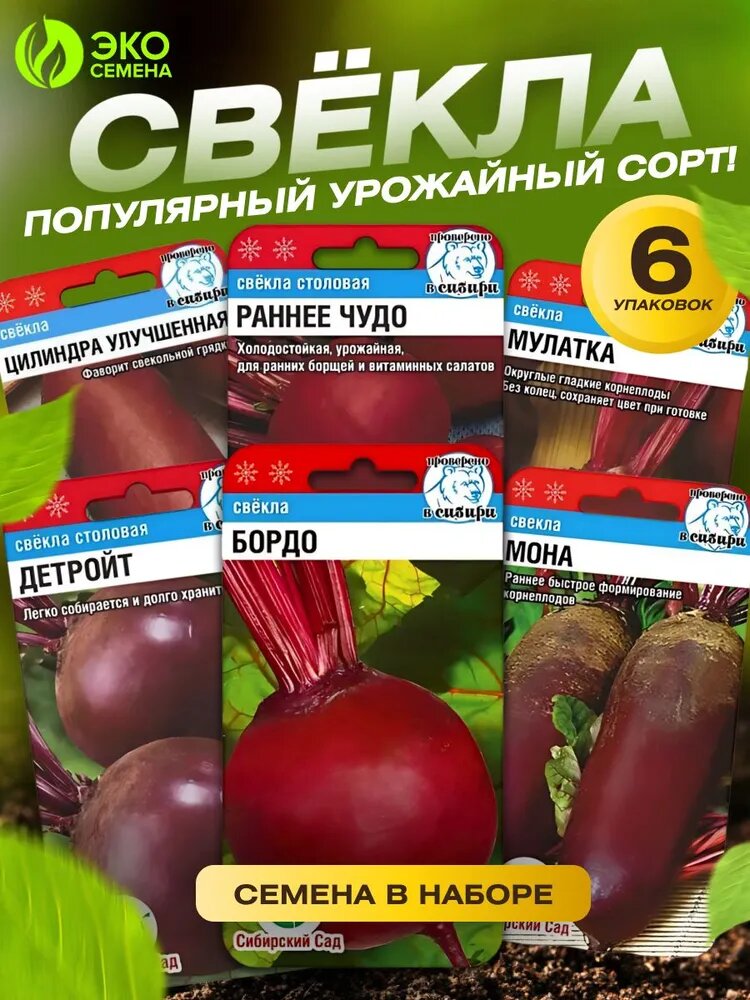 Семена Свеклы (набор Свекла семена 6 упаковок)