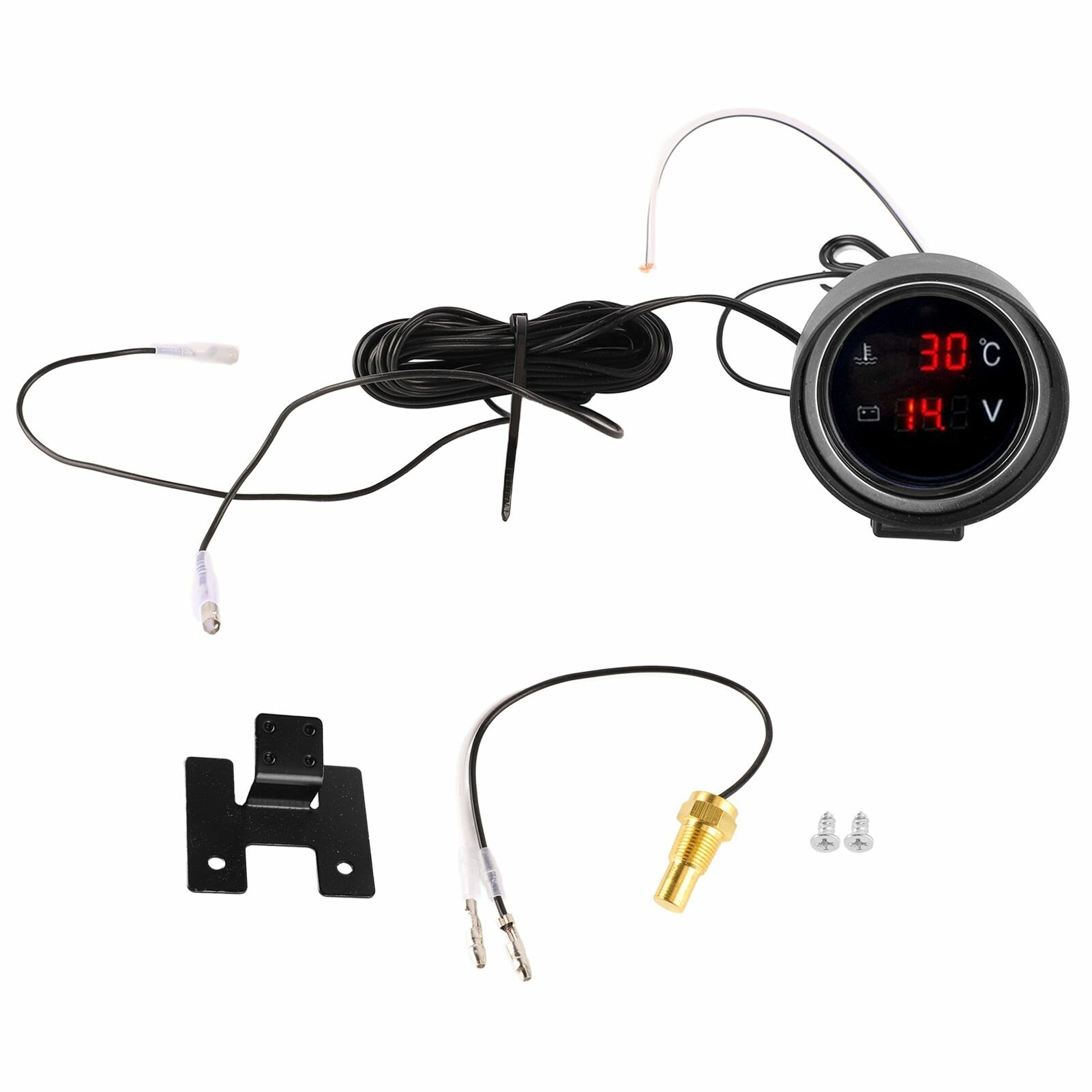 DC9V до 36V автомобильный вольтметр датчик два в одном цифровой дисплей температура воды вольтметр 10 мм водяной датчик температуры красный