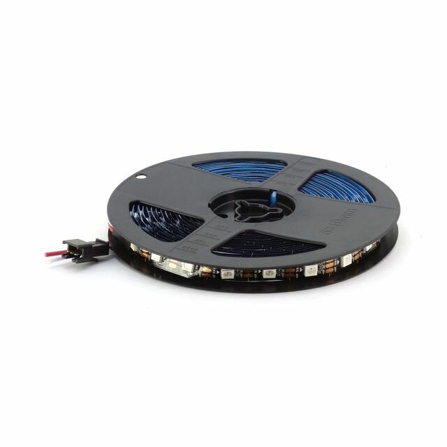 RGB LED лента адресными светодиодами WS2812B 5 метров (60 светодиодов на метр), Черная основа IP30