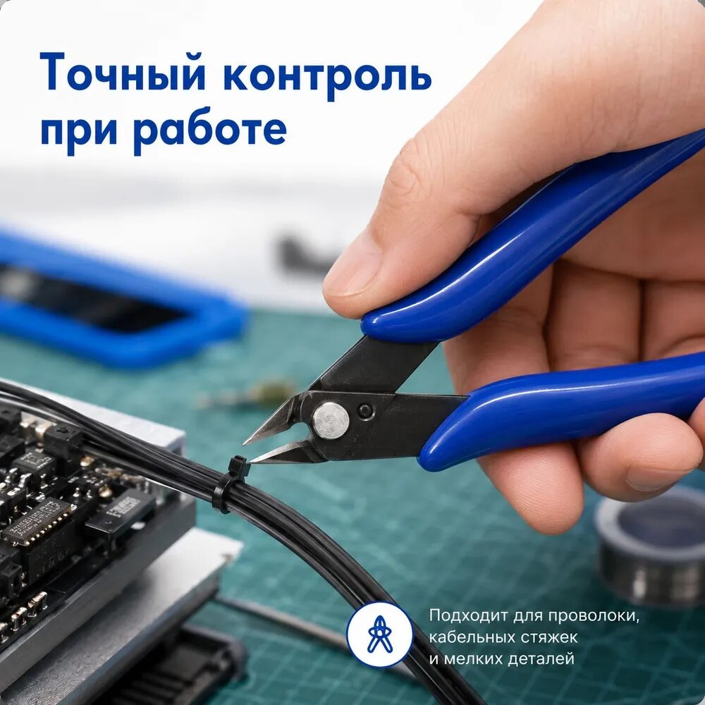 Диагональные мини-кусачки 170II антискользящие для проводов заподлицо