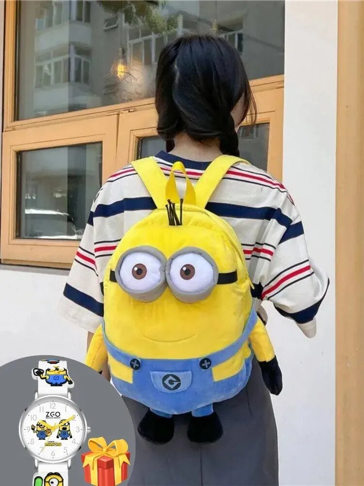 Рюкзак детский Minions 35*26*16 см, политекс, для девочек и мальчиков, с часами и подарком