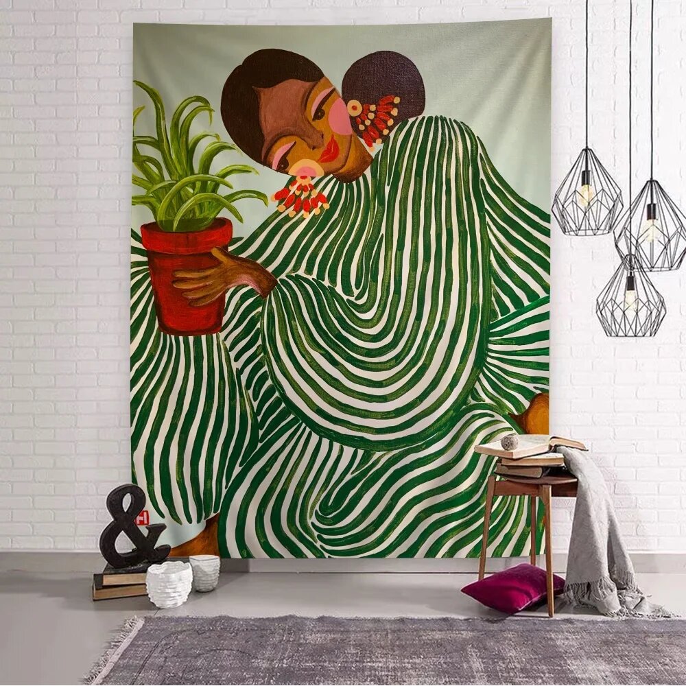 Fashion Girl Wall Tapestry Hanging Tarot Hippie Wall Rugs Dorm Wall Hanging Sheets