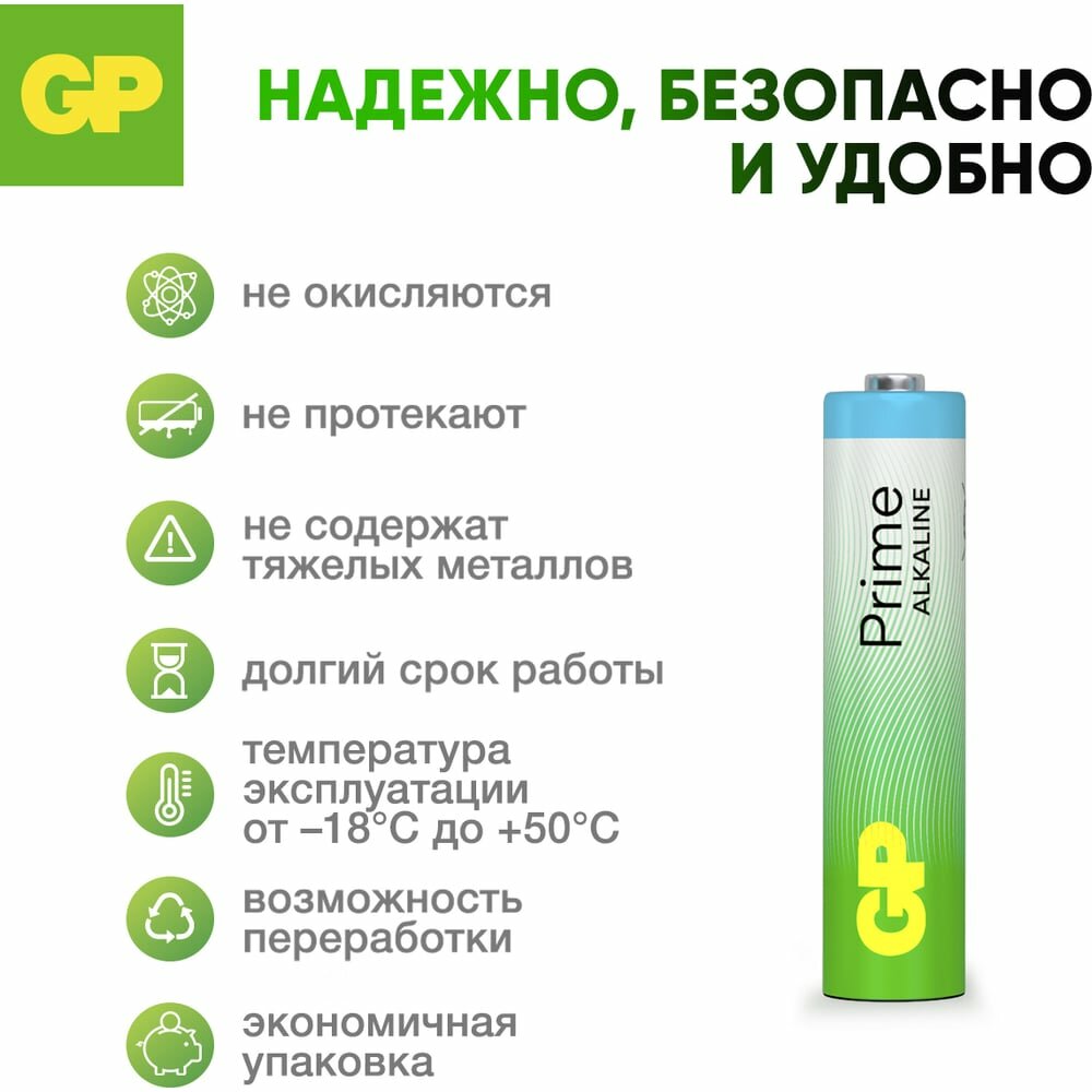 Алкалиновые мизинчиковые батарейки GP АAА Prime Alkaline, набор 80 шт. ( 24APA21-B80) 26074391 — фото 1