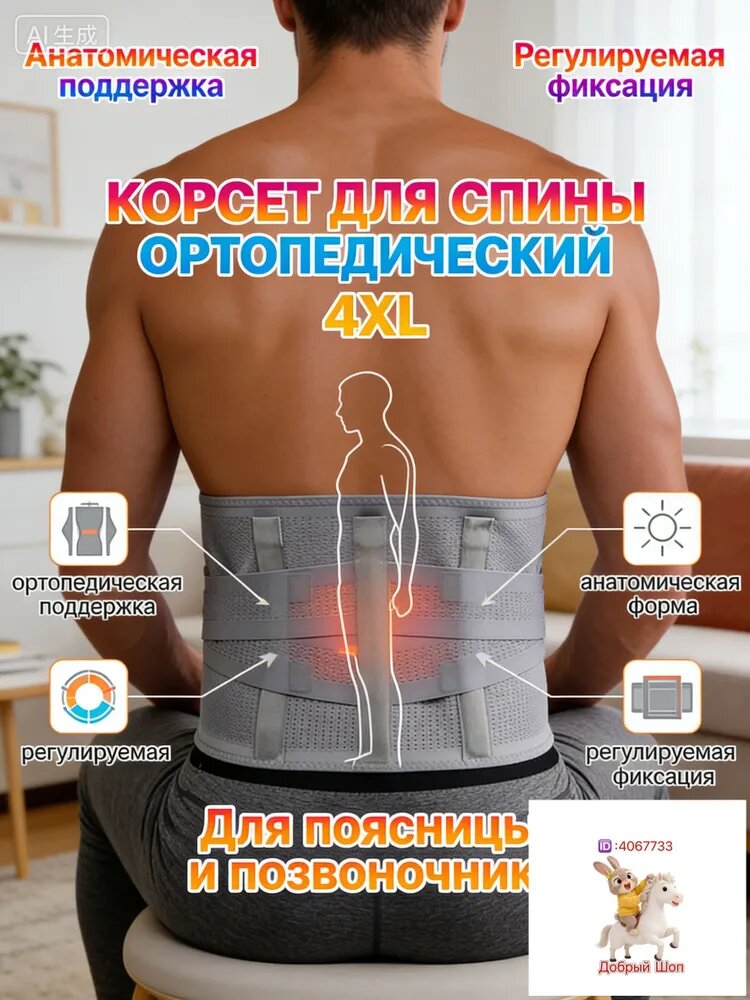 Пояс для тяжелой атлетики, размер: 4XL