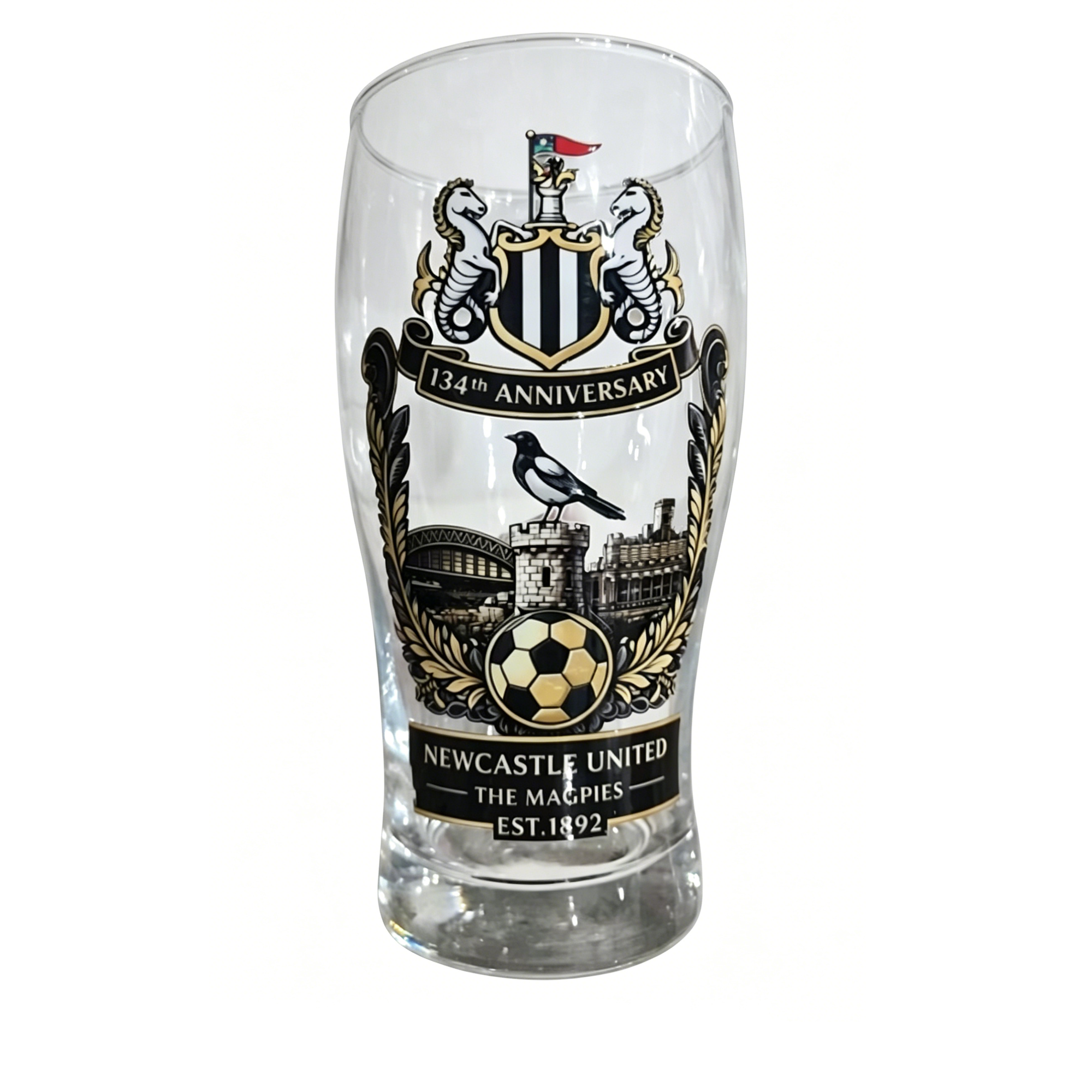 Стеклянный пивной бокал, Футбольный юбилей, Newcastle United F.C. Цветное стекло