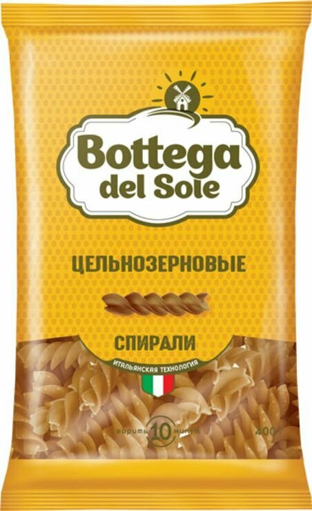 Макаронные изделия Bottega del Sole Спирали цельнозерновые, 400 г