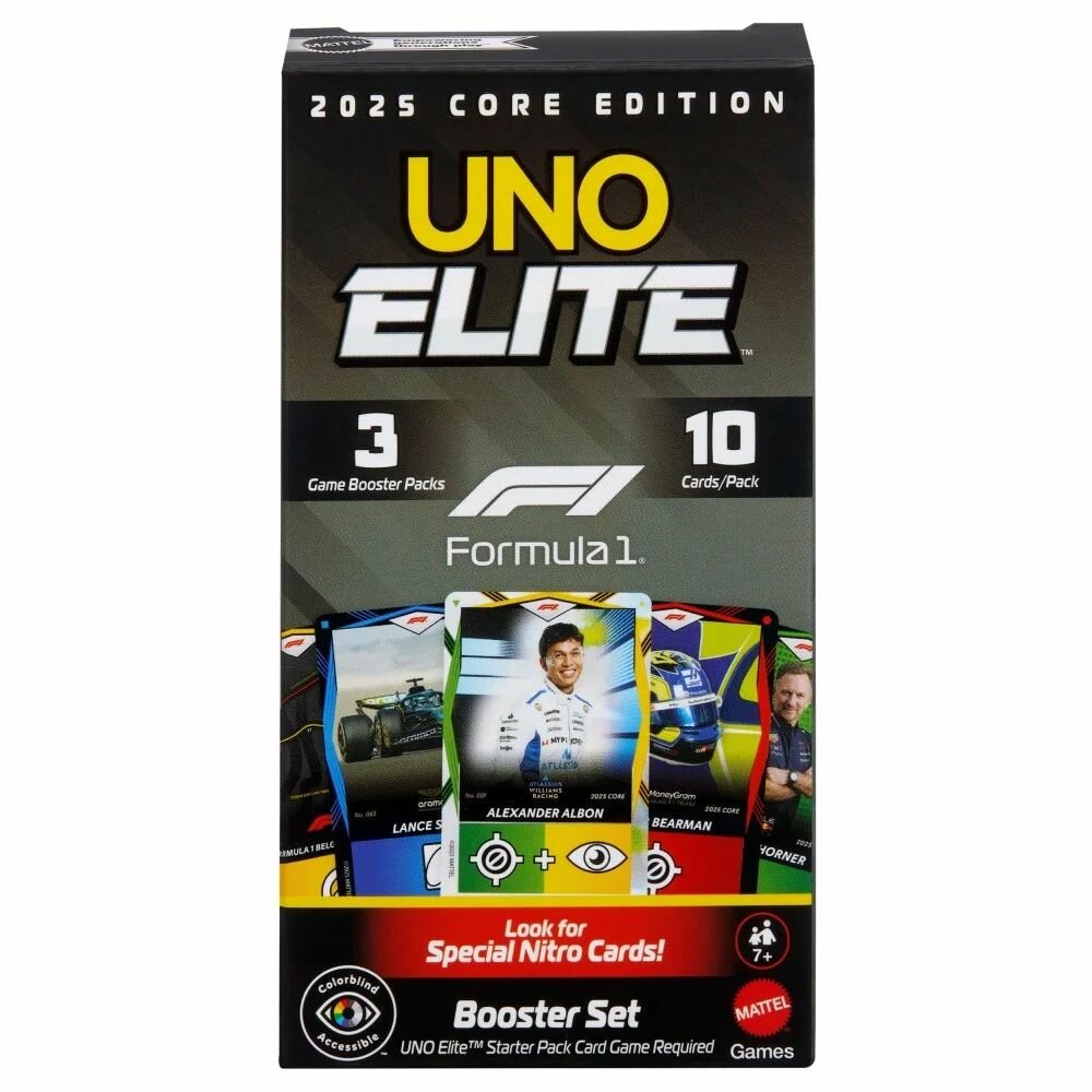Mattel UNO Elite - Дополнительный набор для карточной игры UNO Elite Формула 1 JLV43