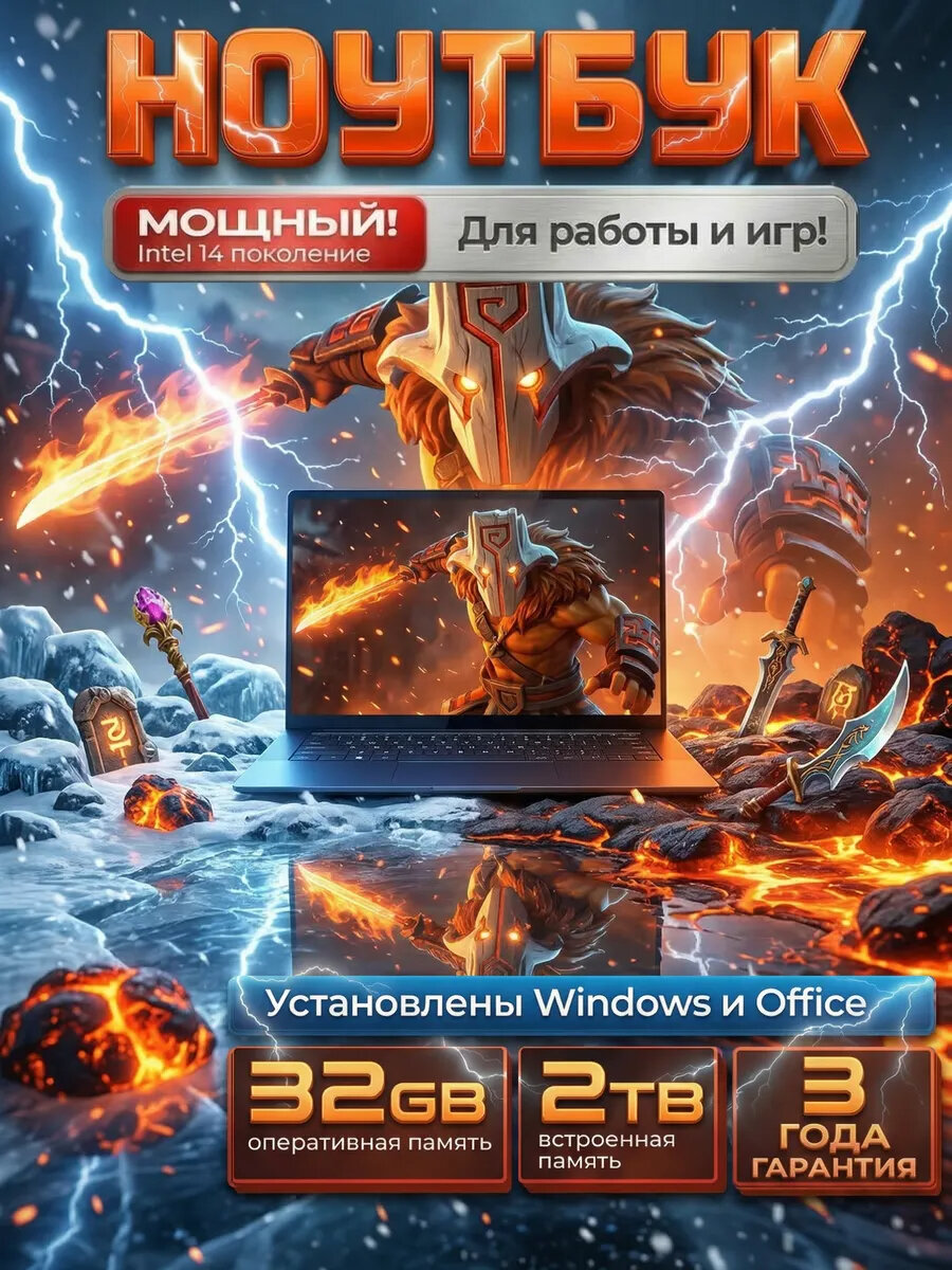 Ноутбук Intel Core i9-13900HX, 32GB RAM, 2048GB SSD, 2026 + Office
