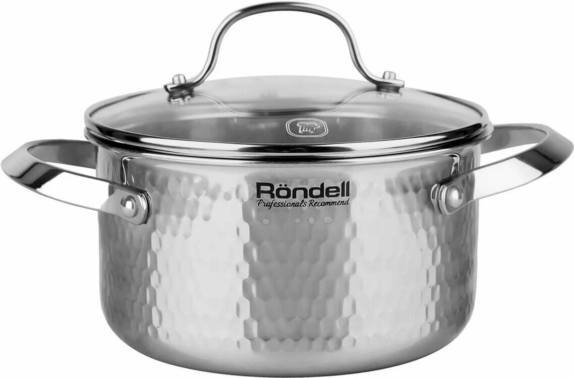 Кастрюля Rondell RainDrops RDS-1295, 5,6 л, d 24 см, с крышкой, нержавеющая сталь