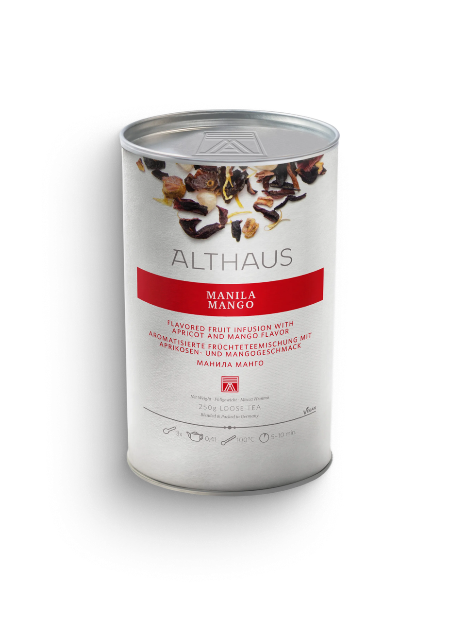 Чай Althaus Manila Mango, фруктовый, листовой, 250 грамм в банке