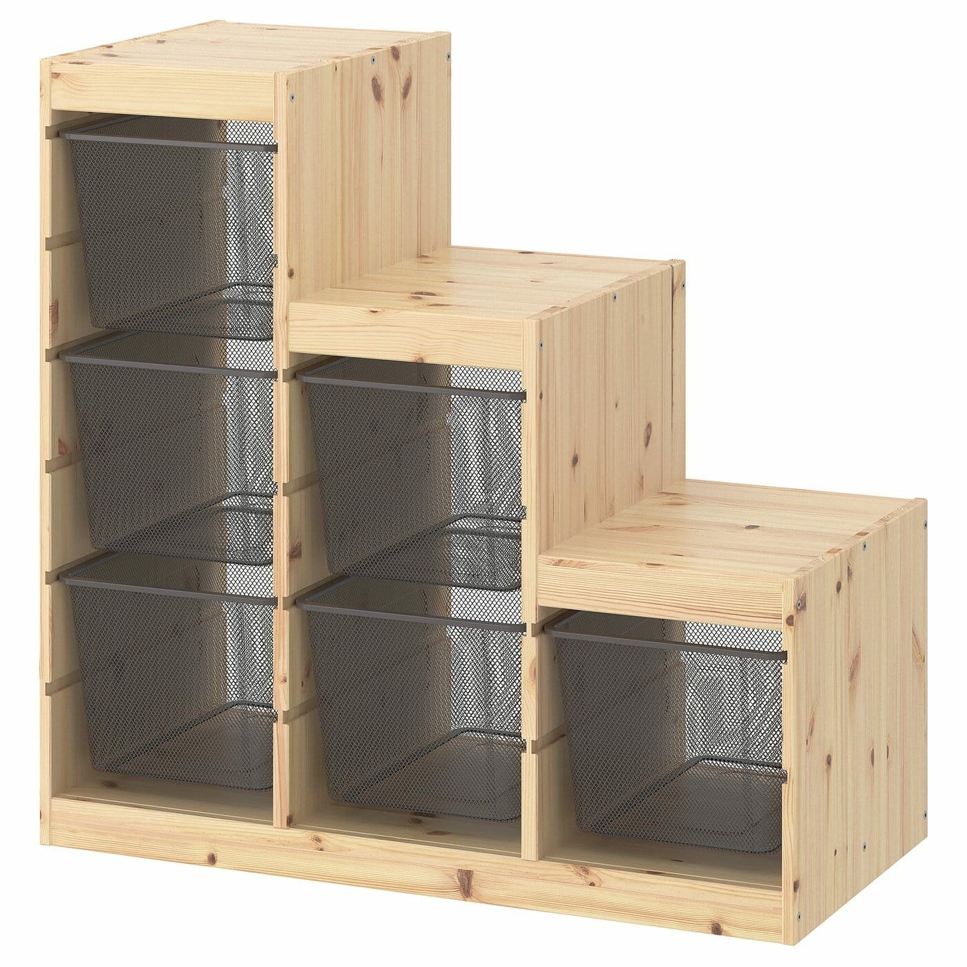 Стеллаж IKEA TROFAST, белый, темно-серый, 94x44x91 см 394.779.73