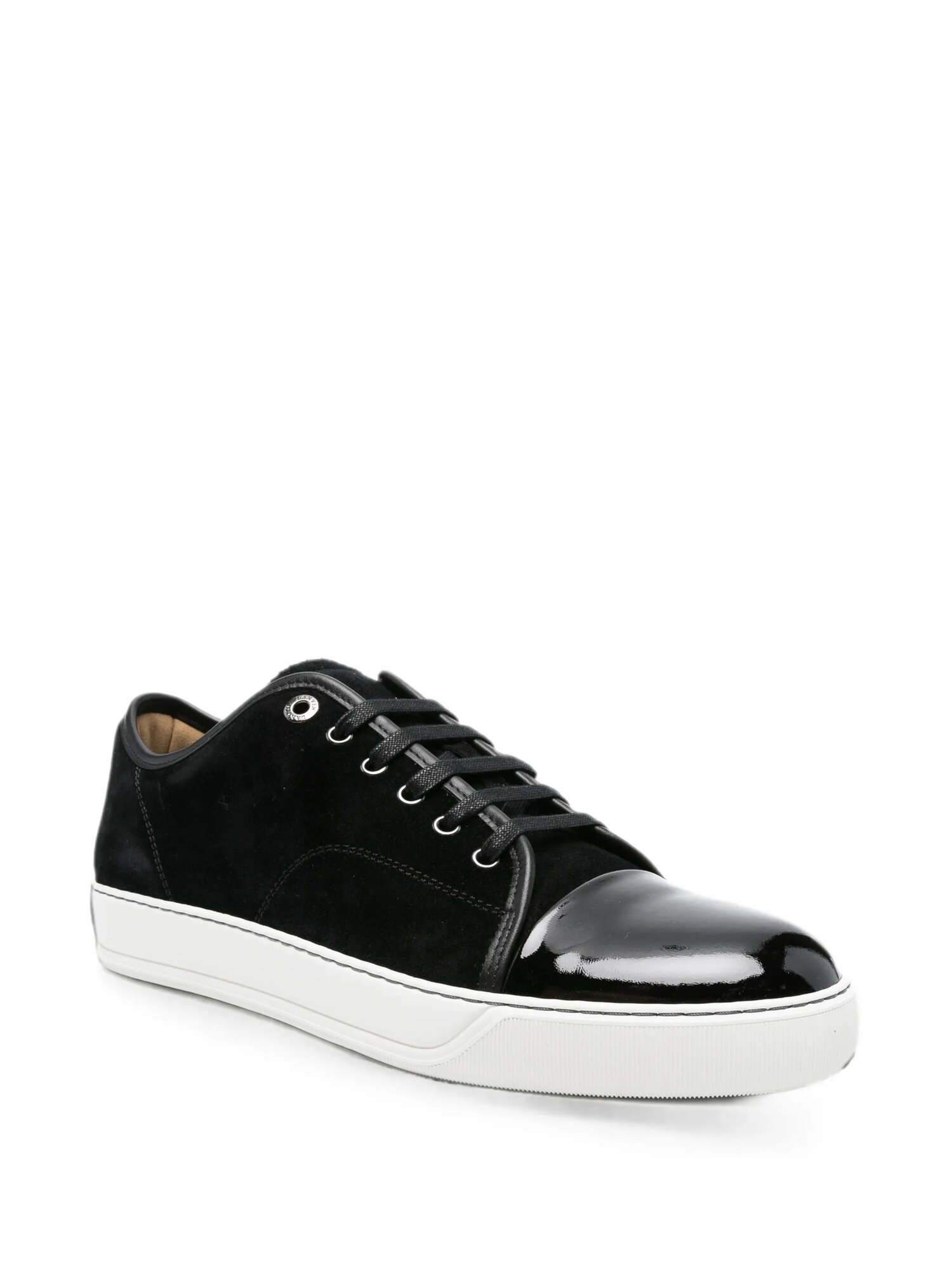 Кроссовки Lanvin DBB1 patent-toe suede sneakers, размер 8, черный — фото 1
