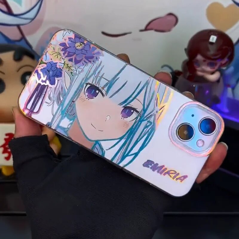 Чехол для телефона Anime Girl Emiria Emilia для iPhone 12, 13, 16, 15, 14, 11, 17 Pro Max Plus Re Life, разные мировые, нулевые, Aurora Laser Cover