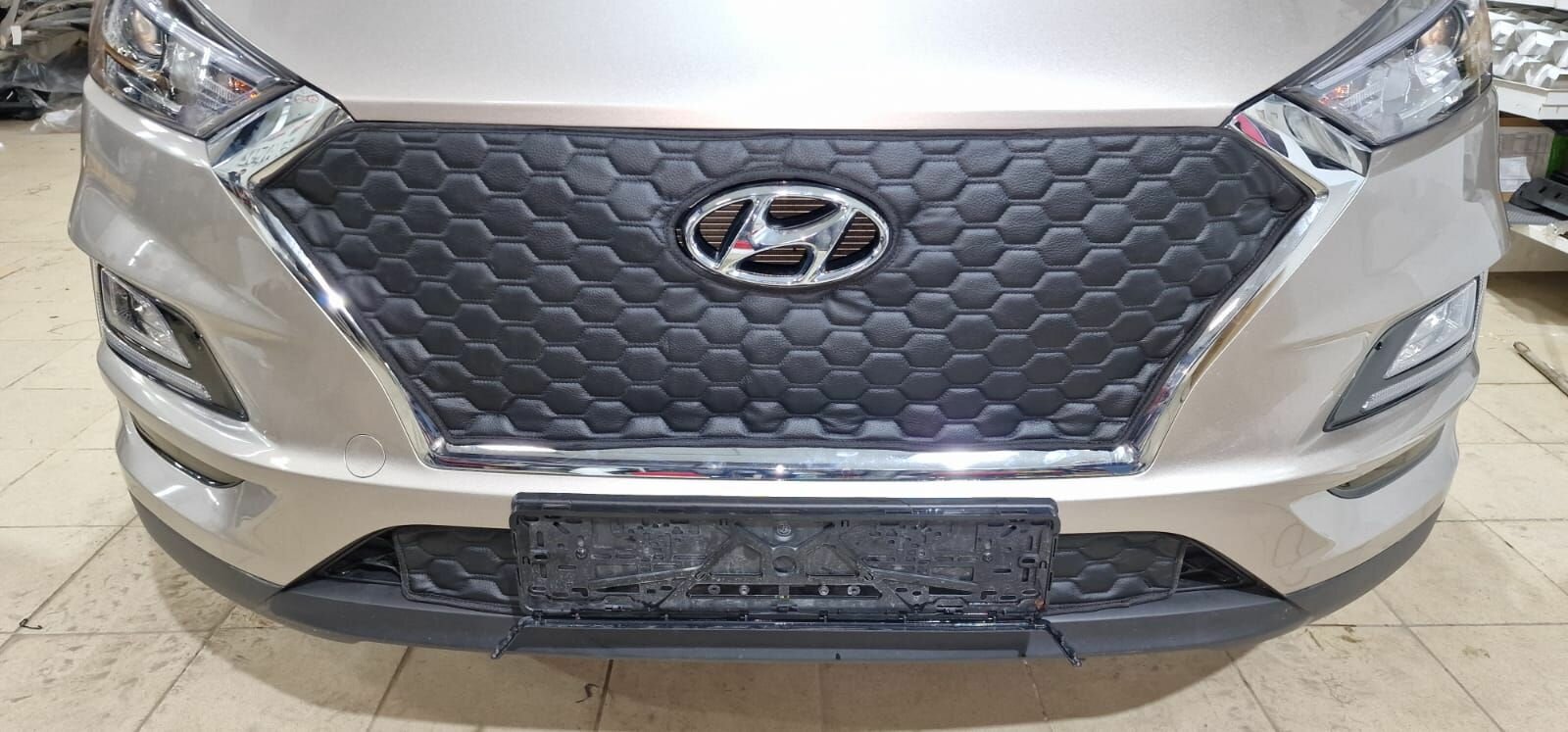 Утеплитель радиатора Экономия топлива Hyundai Tucson Хендай Тусан (2018-2020) без парктроников, стёжка соты