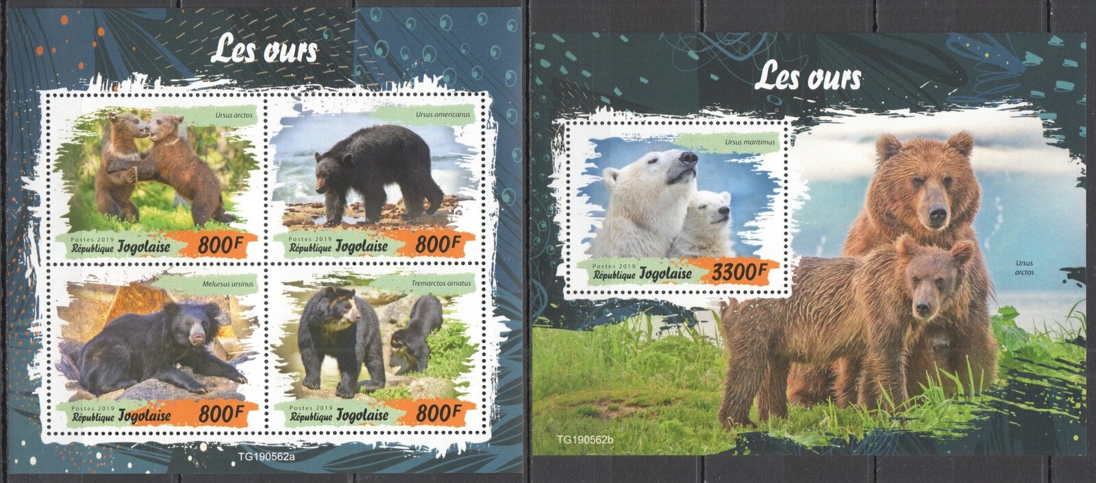 Марки 2019 год Того Медведи Дикие животные Фауна #7810-7813+Bl1803 Mnh