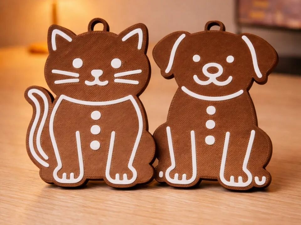 Фигурки пряничные собака и кот, статуэтки новогодние декоративные набор