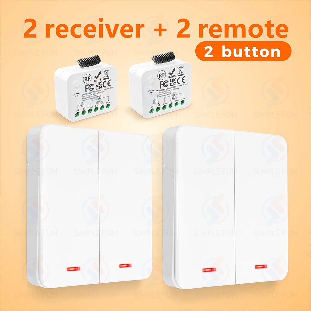 Беспроводной пульт дистанционного управления SLMPLEFUN для света 2 receiver 2P(2gang)