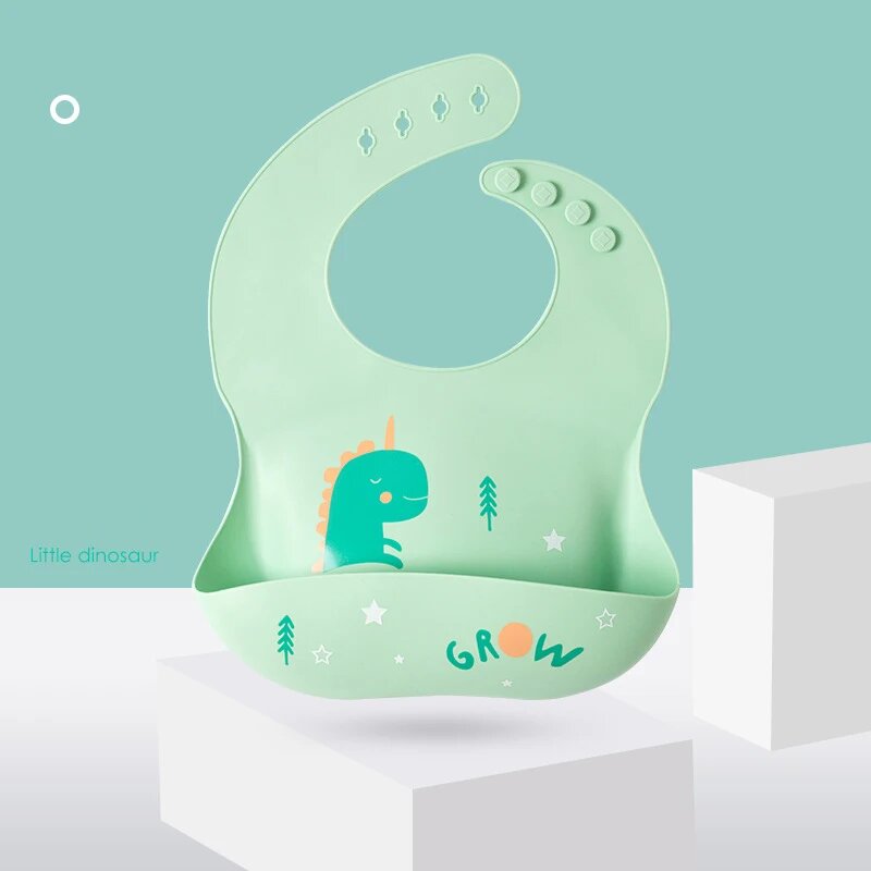 Детские непромокаемые нагрудники Ayaco.Fan силиконовые с мультяшным принтом Little dinosaur