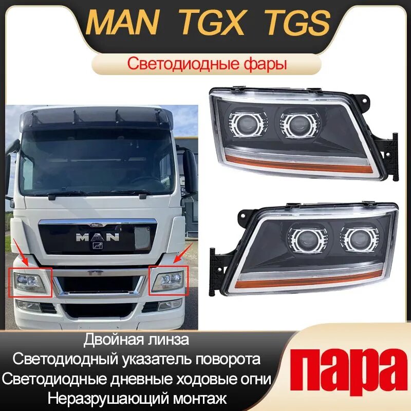 Фара автомобильная, 2 шт, арт. BKSP-TGX/TGS/TGM LED PRO HEADLAMP-FAGJ23LAAZ.