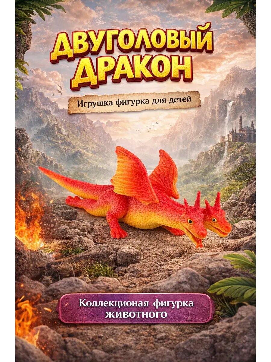 Фигурка двухголового дракона игрушка дракон, для весёлой игры, подарок ребёнку