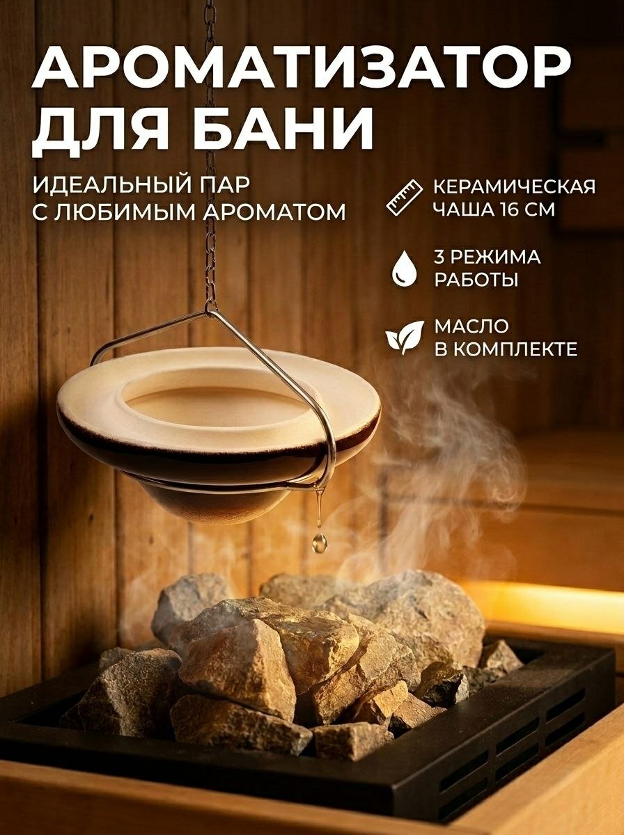 Дозатор ароматизатор "Sauna Aromatic" испаритель для бани и сауны (подвесной-потолочный, над каменкой)+аромамасло