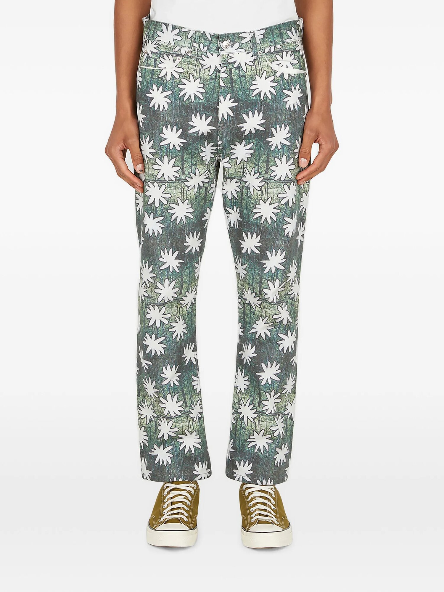 Джинсы  Flower graphic-print jeans