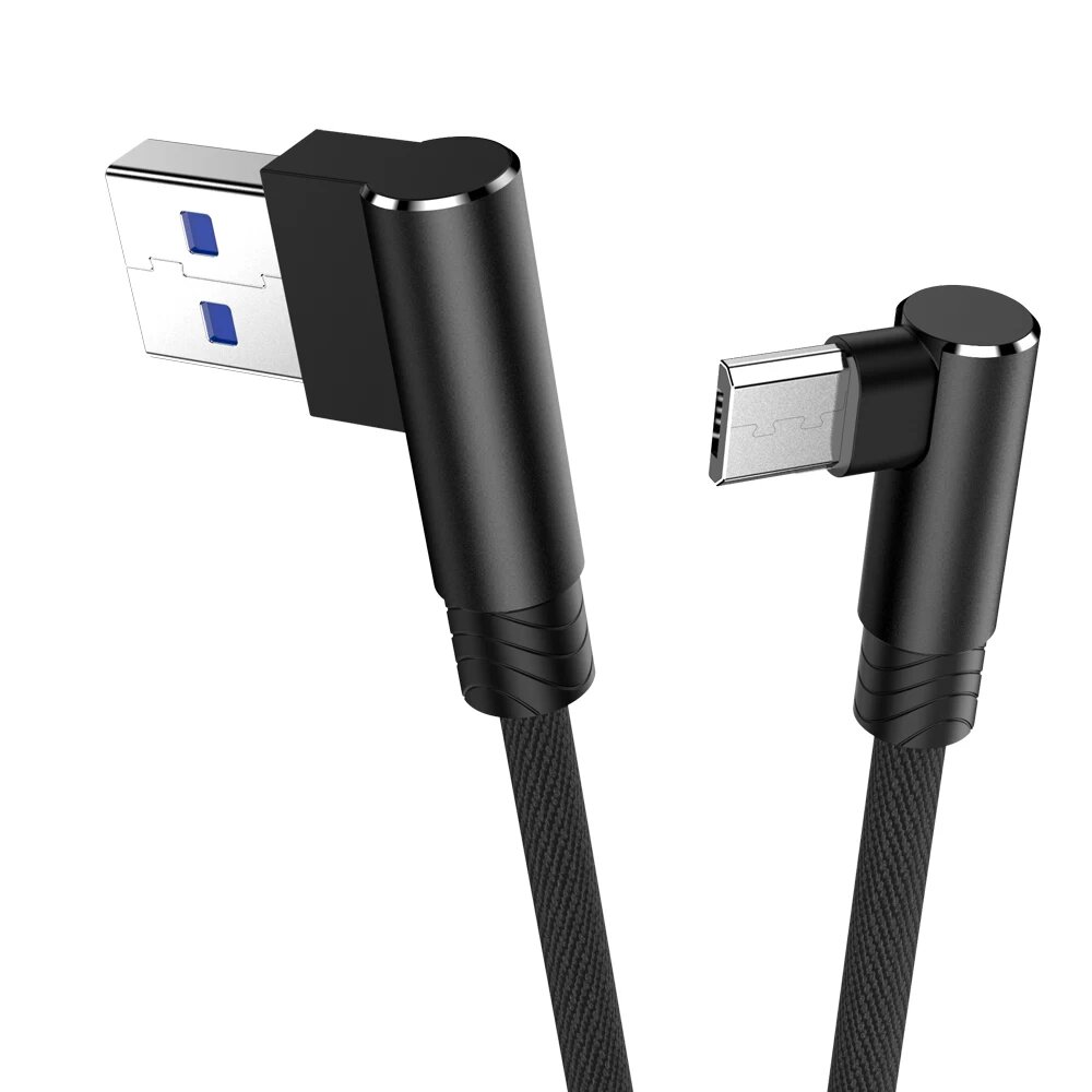 USB-C кабель 90° черный, 1 м, 3A