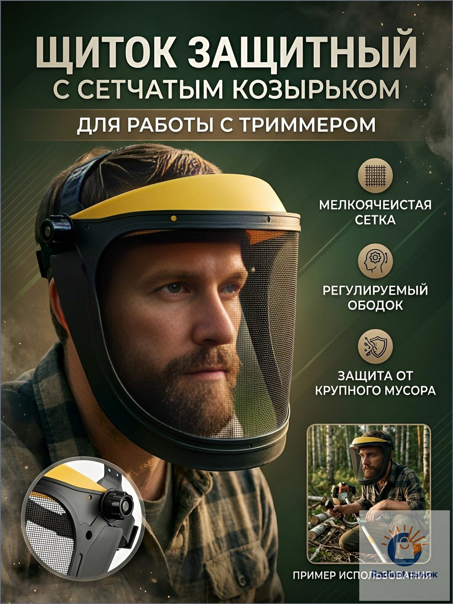 Маска защитная для работы с триммером (сетка)