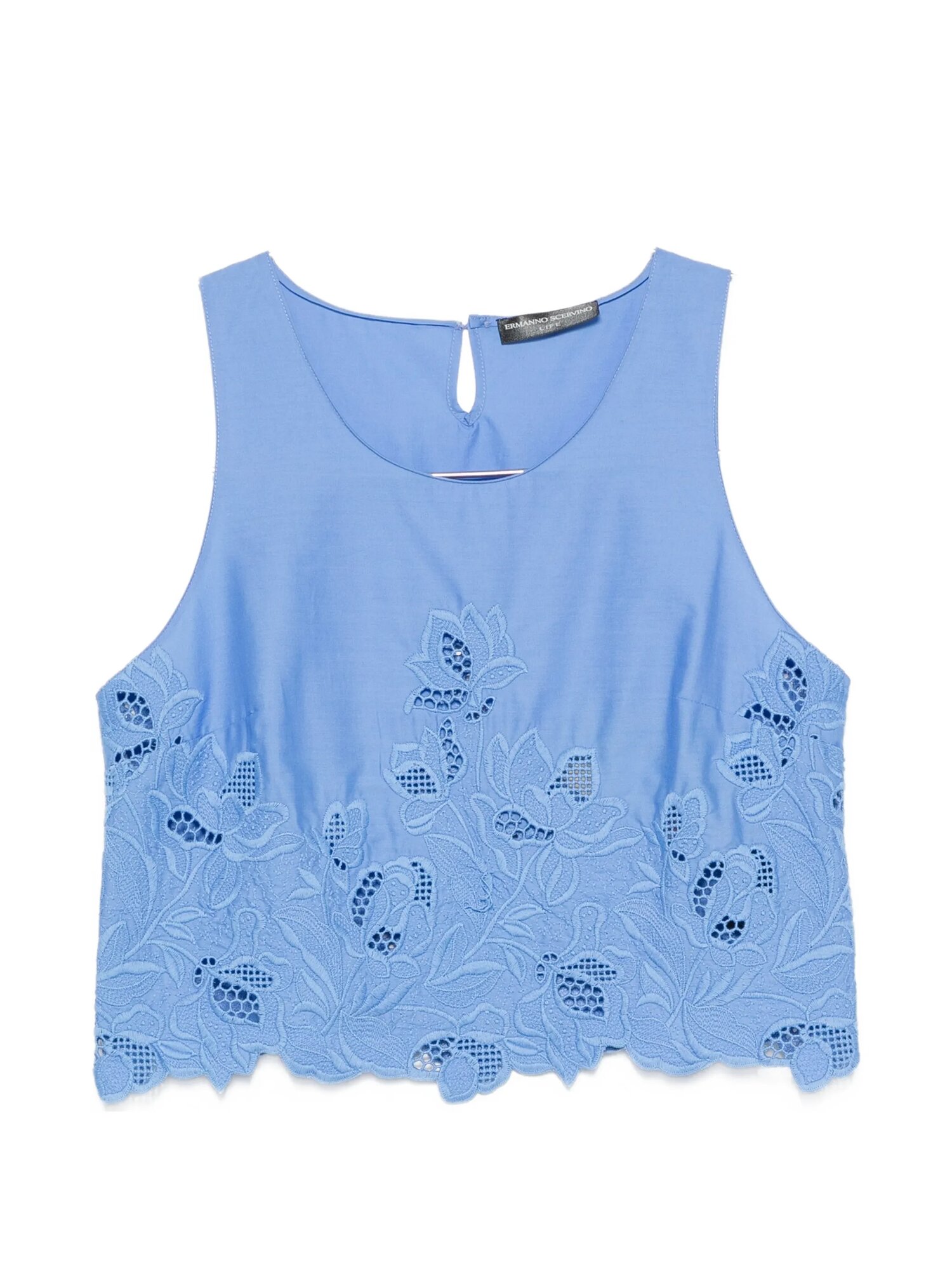 Топ Floral-embroidered scalloped-hem top