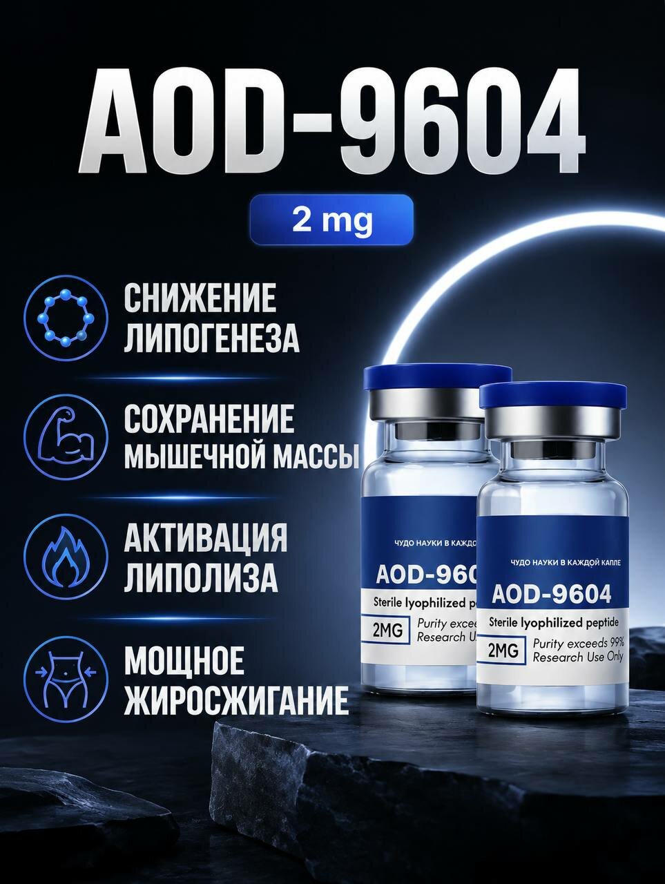 AOD 9604 энергия и активное жиросжигание! 2 мг!