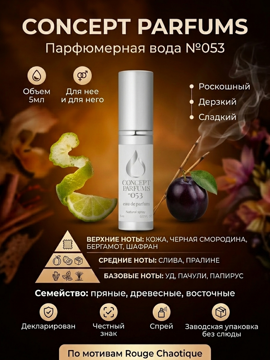 Concept Parfums 053 Парфюмерная вода унисекс 5мл пряные, древесные, восточные
