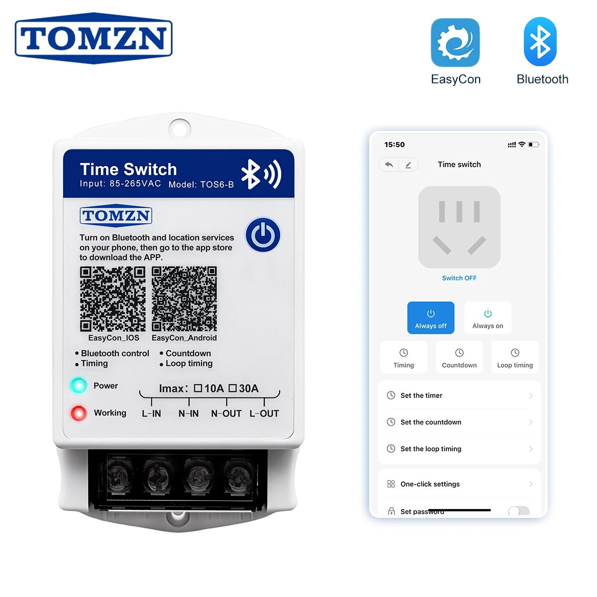 TOMZN Bluetooth-таймер TOS6-B для умного дома 10A