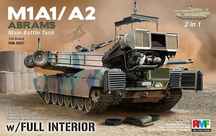 Rye Field RFM 5007A 1/35 us mbt m1a1/a2 abrams w/Общая внутренняя структура Модель танка