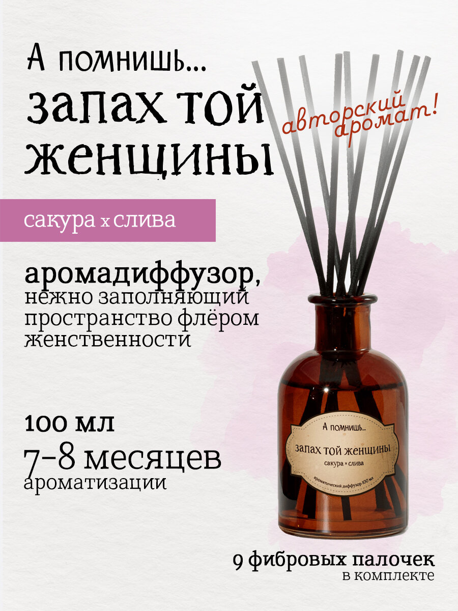 Ароматический диффузор для дома "А помнишь." Запах той женщины 100 мл с палочками