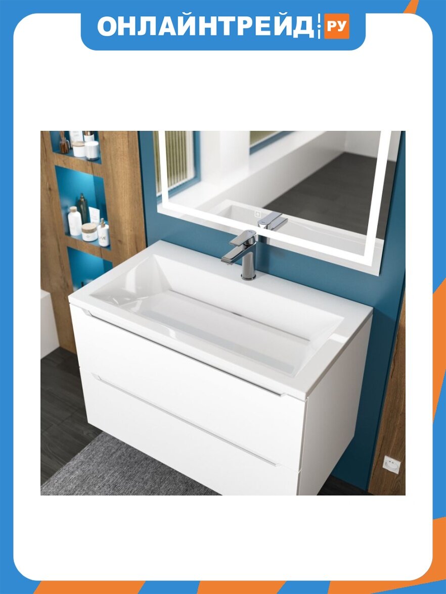 Uperwood Раковина для ванной Olivia 80x45x14,4 см, белая глянцевая