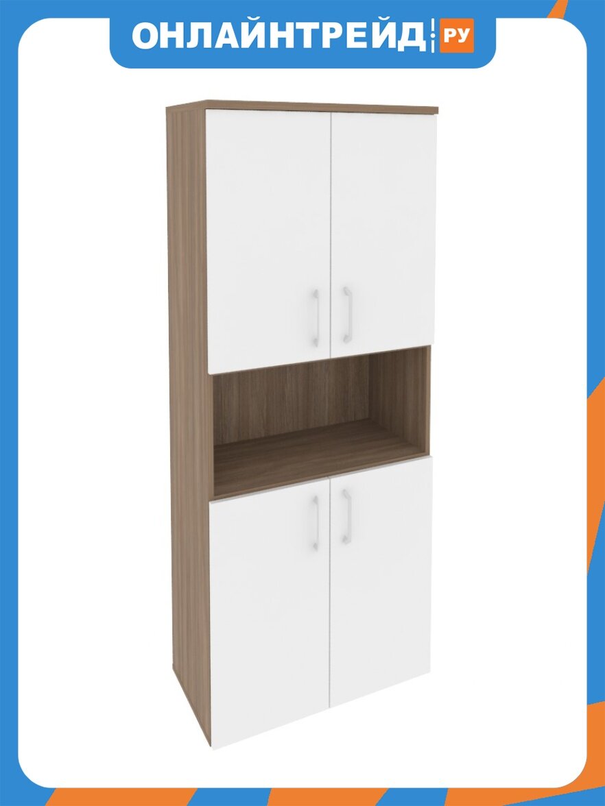 Шкаф офисный Riva CHAIR высокий широкий O. ST-1.5 Дуб аризона/Белый бриллиант 800*420*1977 Onix