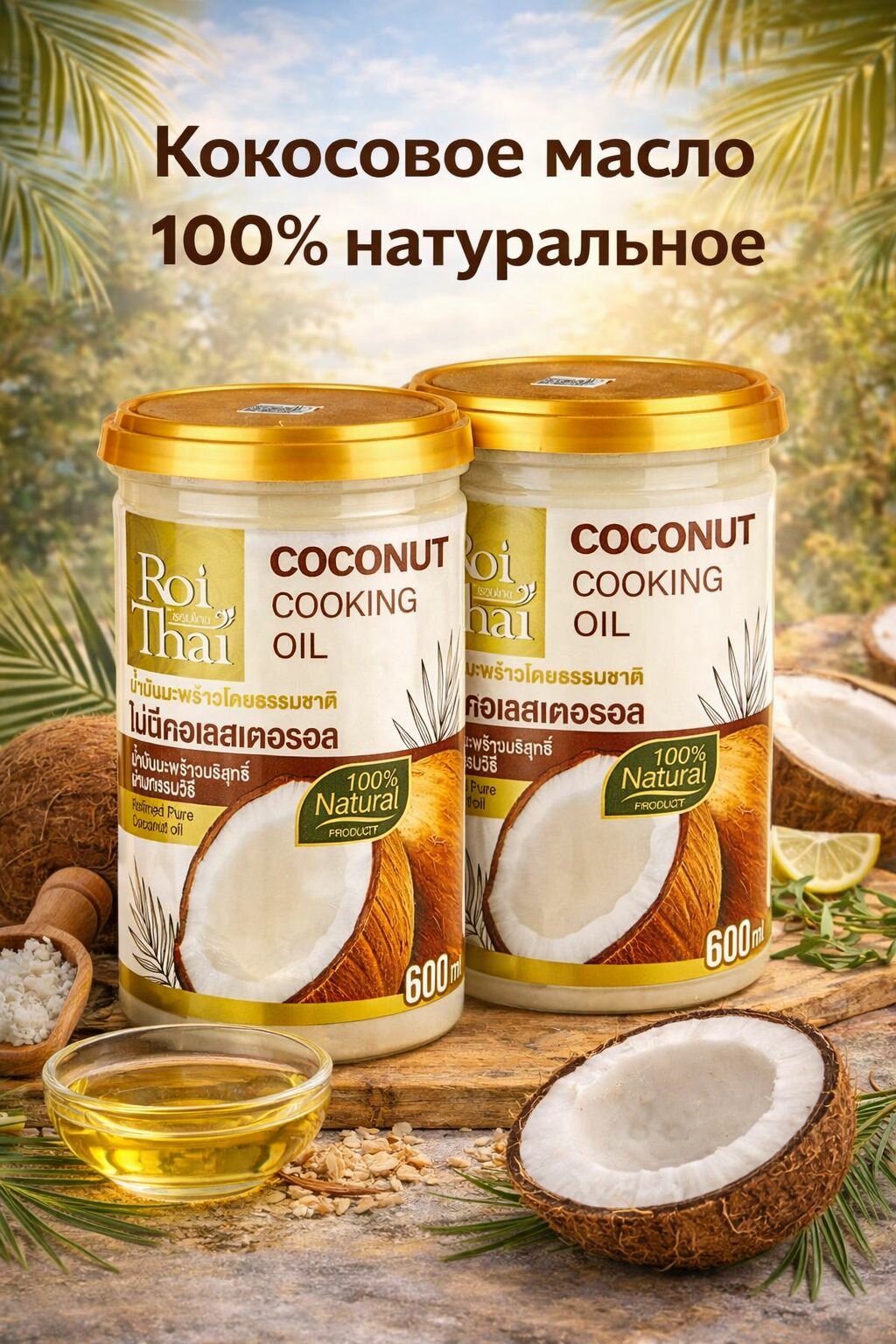 Масло кокосовое 100% рафинированное Roi Thai 600мл